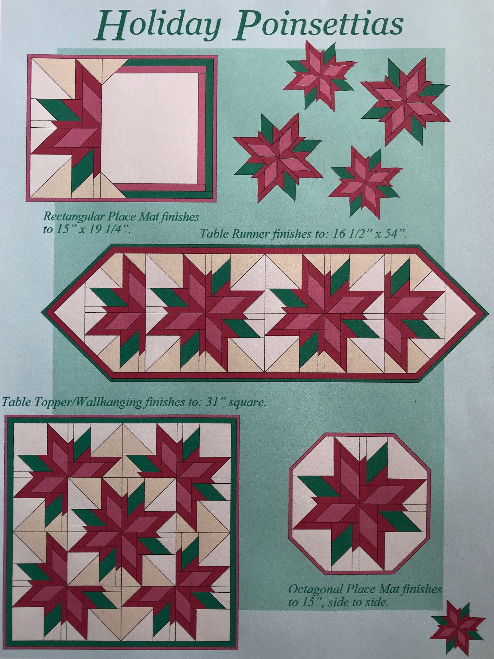 Holiday Poinsettias. an Instant Downloadable PDF Pieced Quilt Pattern ...