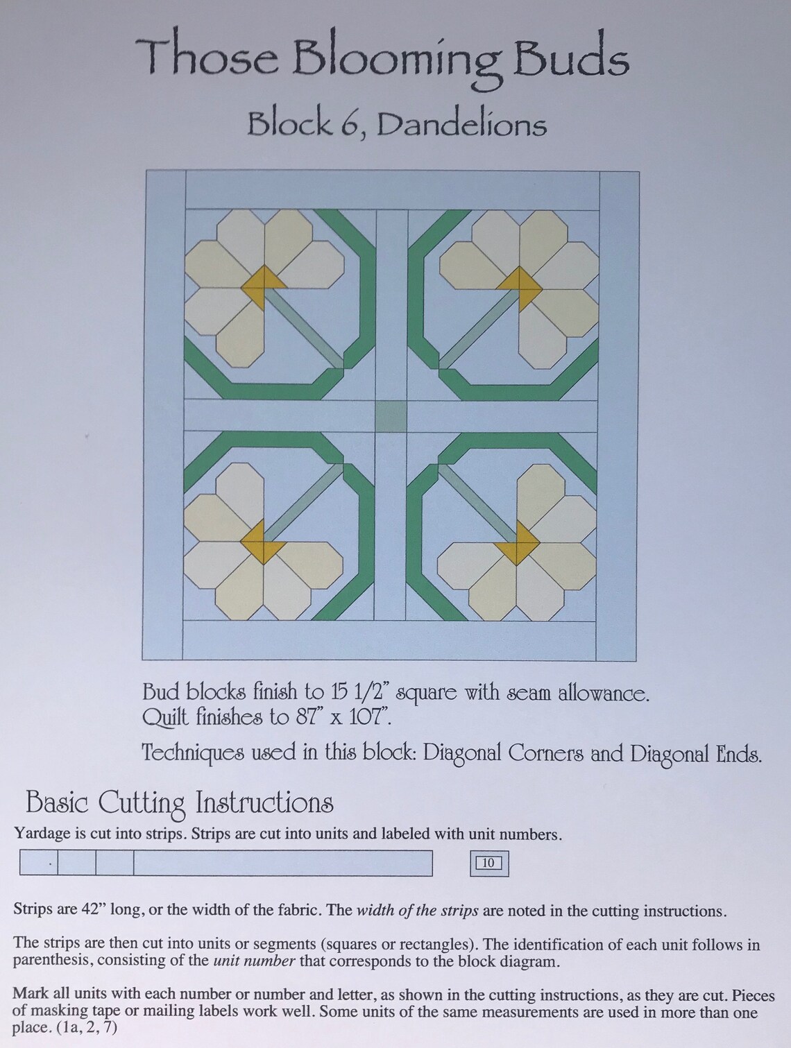 Those Blooming Buds, Block 6, Instant PDF Download, Pieced Block ...