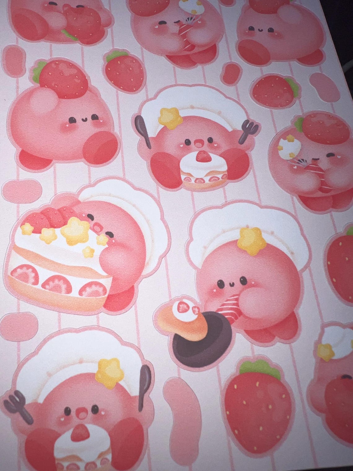Strawberry Pink Blob Cafe Sticker Sheet – Cute Pastel Pink Aesthetic ...