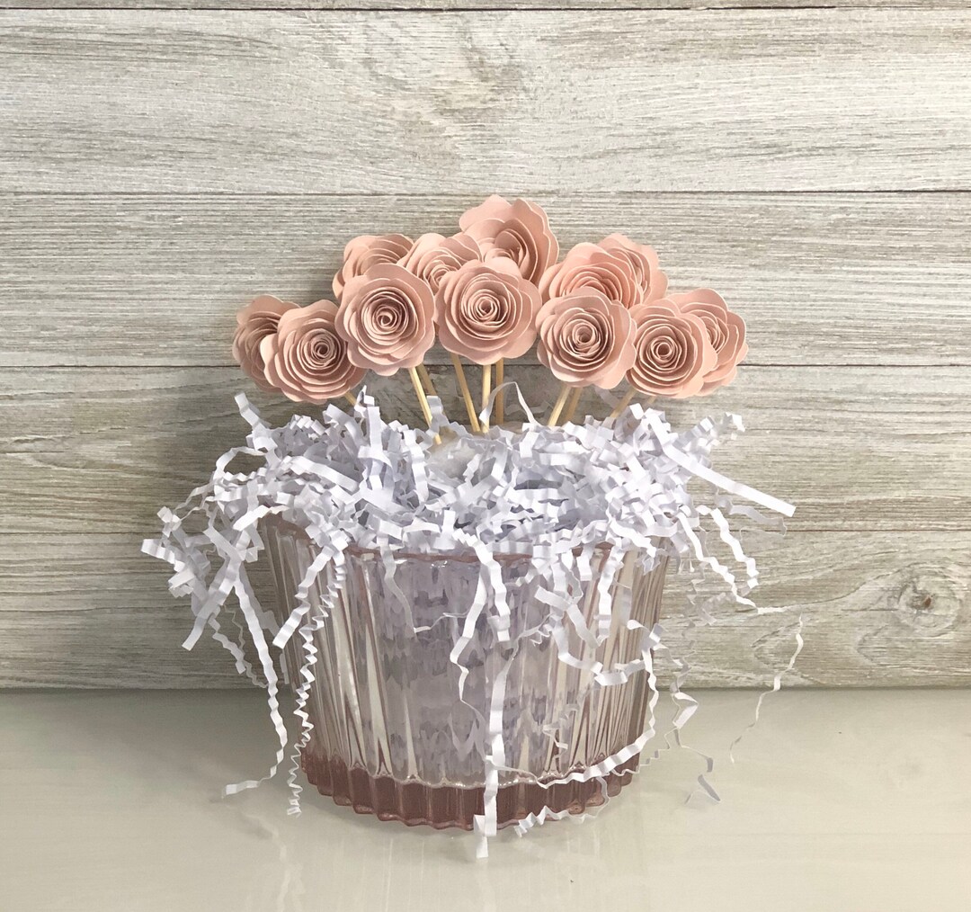 Rose Cupcake Toppers 12pc., Blush - Etsy