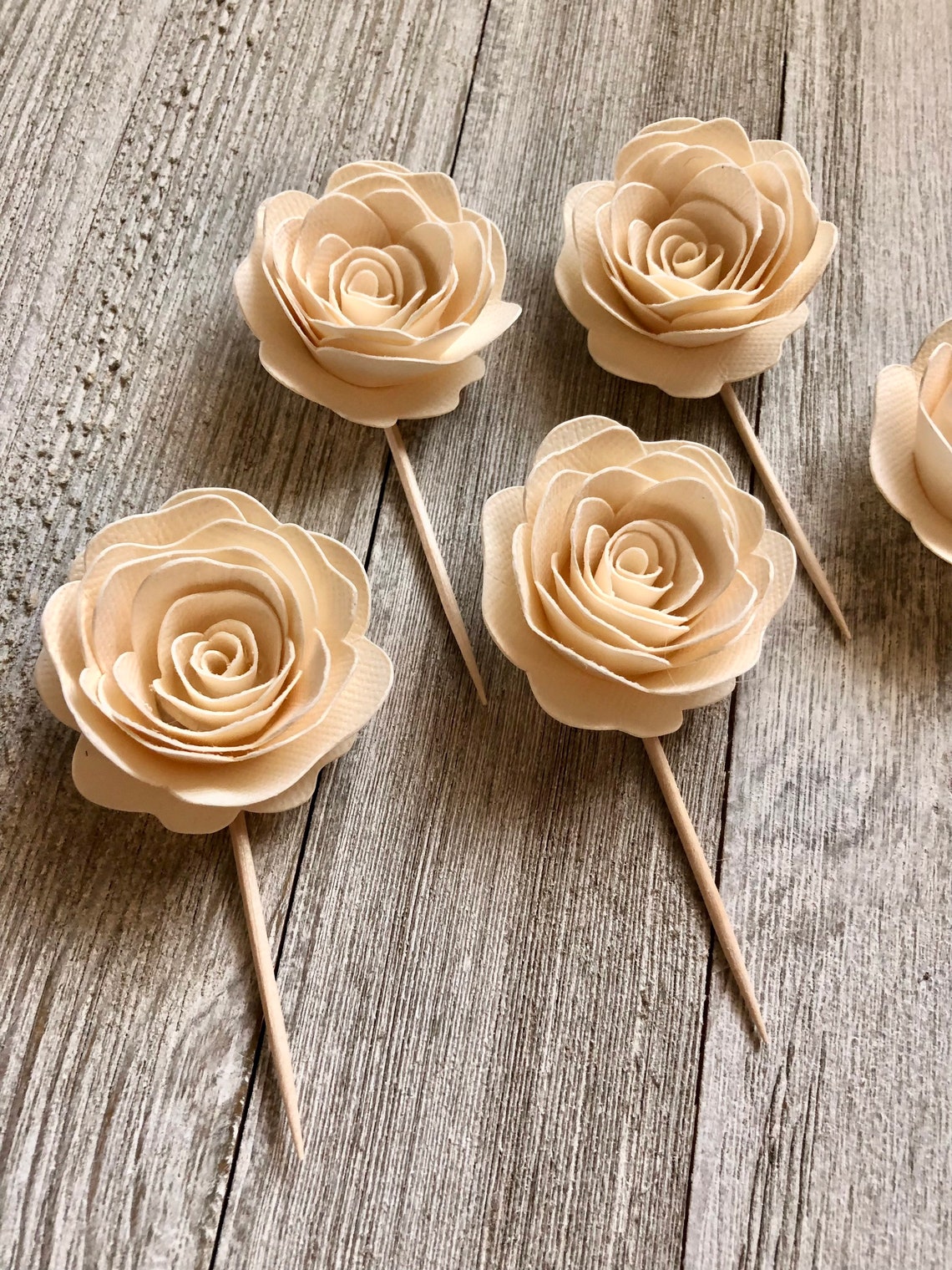 Rose Cupcake Toppers, 12pc, Cream Color - Etsy
