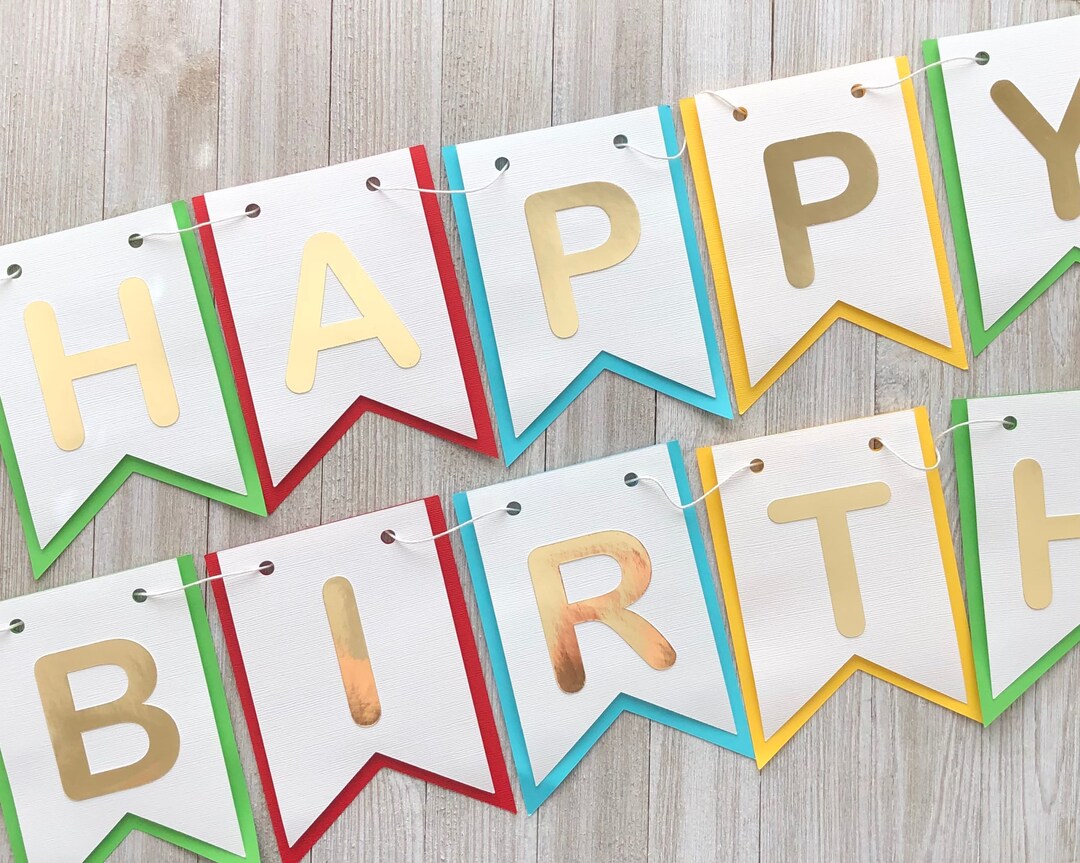 Happy Birthday Banner, Rainbow Birthday Banner, Rainbow Party, Birthday ...