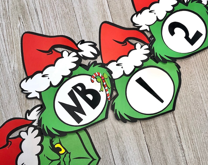 Grinch Milestone Banner, Grinch Birthday, Grinch Christmas, Grinch ...