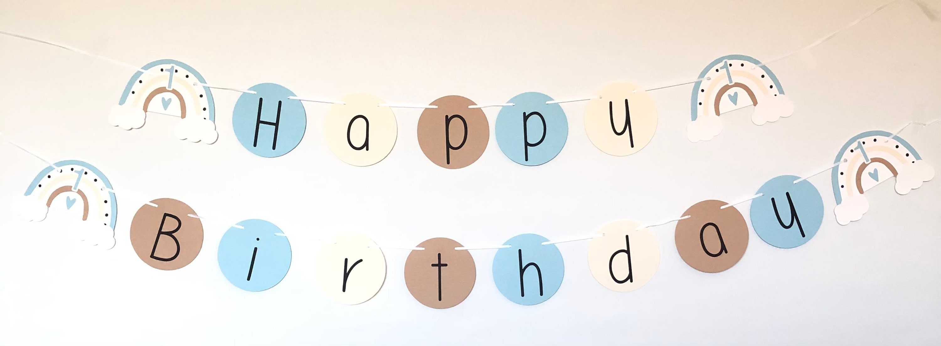 Boho Rainbow Birthday Banner, Boho Blue Party Decorations, Boho ...