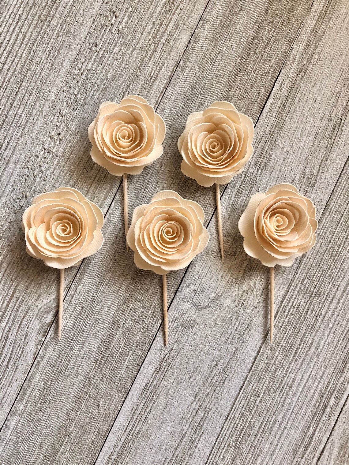 Rose Cupcake Toppers, 12pc, Cream Color - Etsy