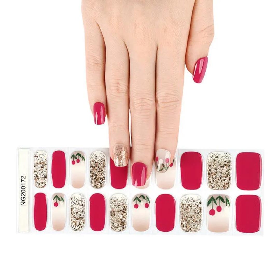 Semi-cured Gel Nail Wraps Nail Decals Nail Stickers Nail Strips Press ...