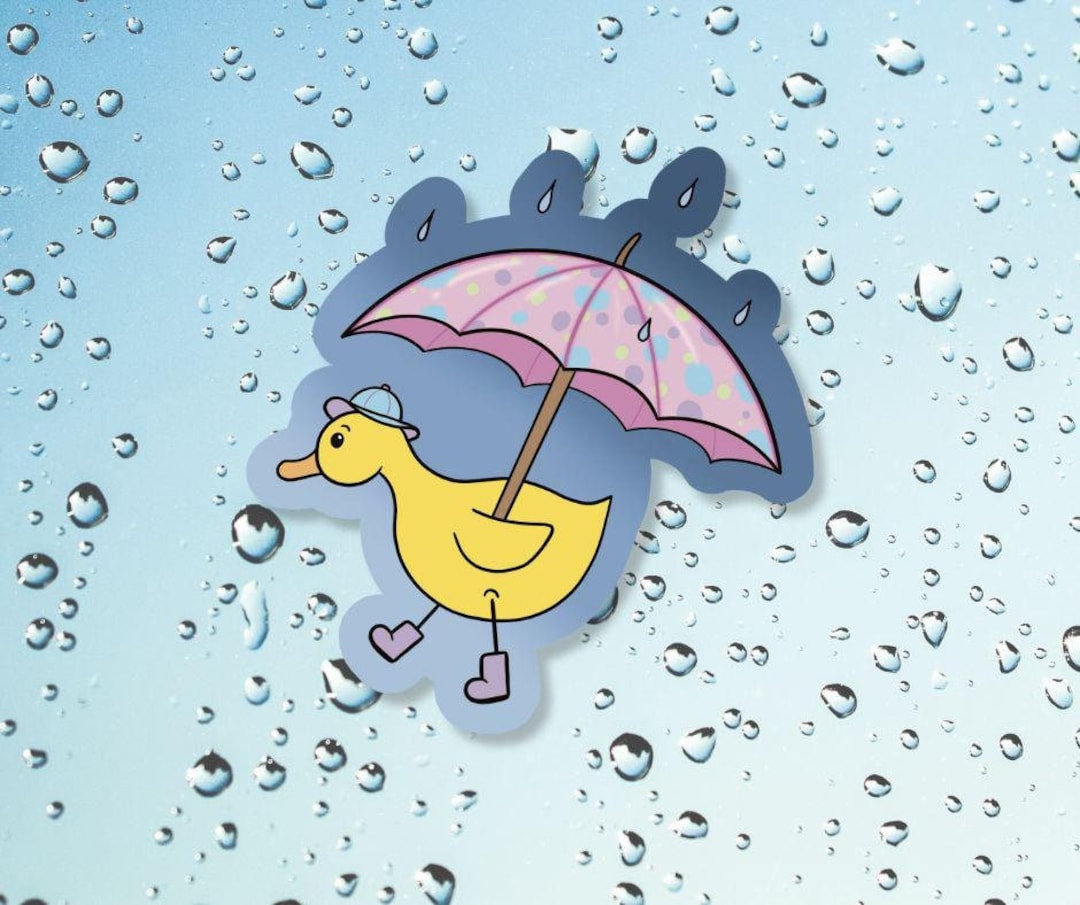 Rainy Day Duck | Duck Sticker | Duck With Rain Hat, Boots, & Umbrella ...