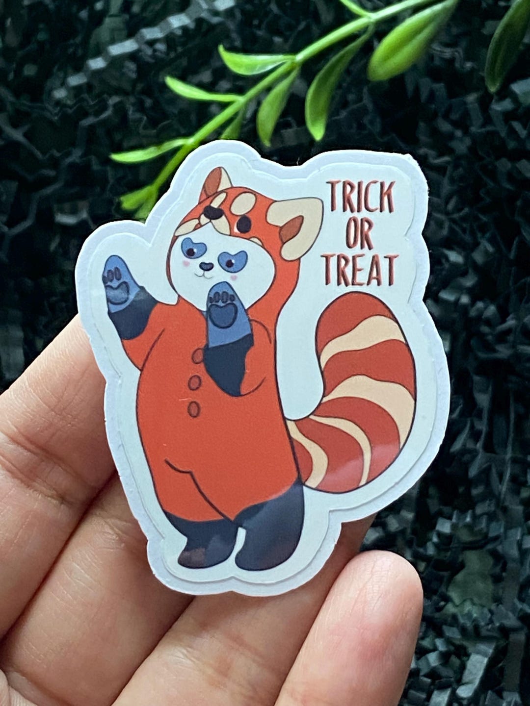 Panda Costume Sticker Cute Panda Dressed up Red Panda Trick or Treat ...