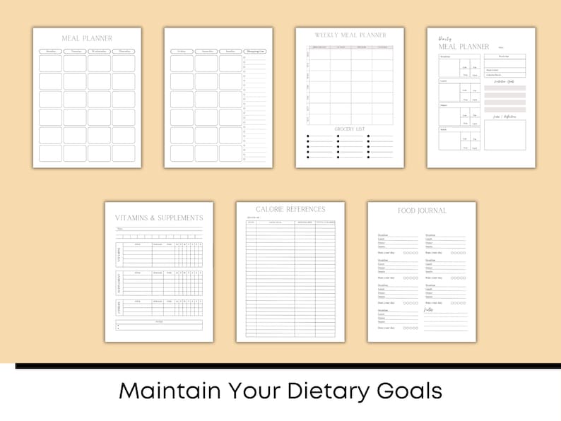 Printable Health and Fitness Planner Bundle, Fitness Journal, Diet ...