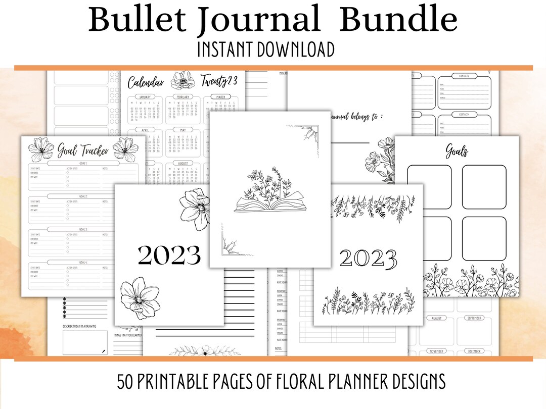 Printable Bullet Journal Bundle, Premade Bujo Template 2023, Bullet ...