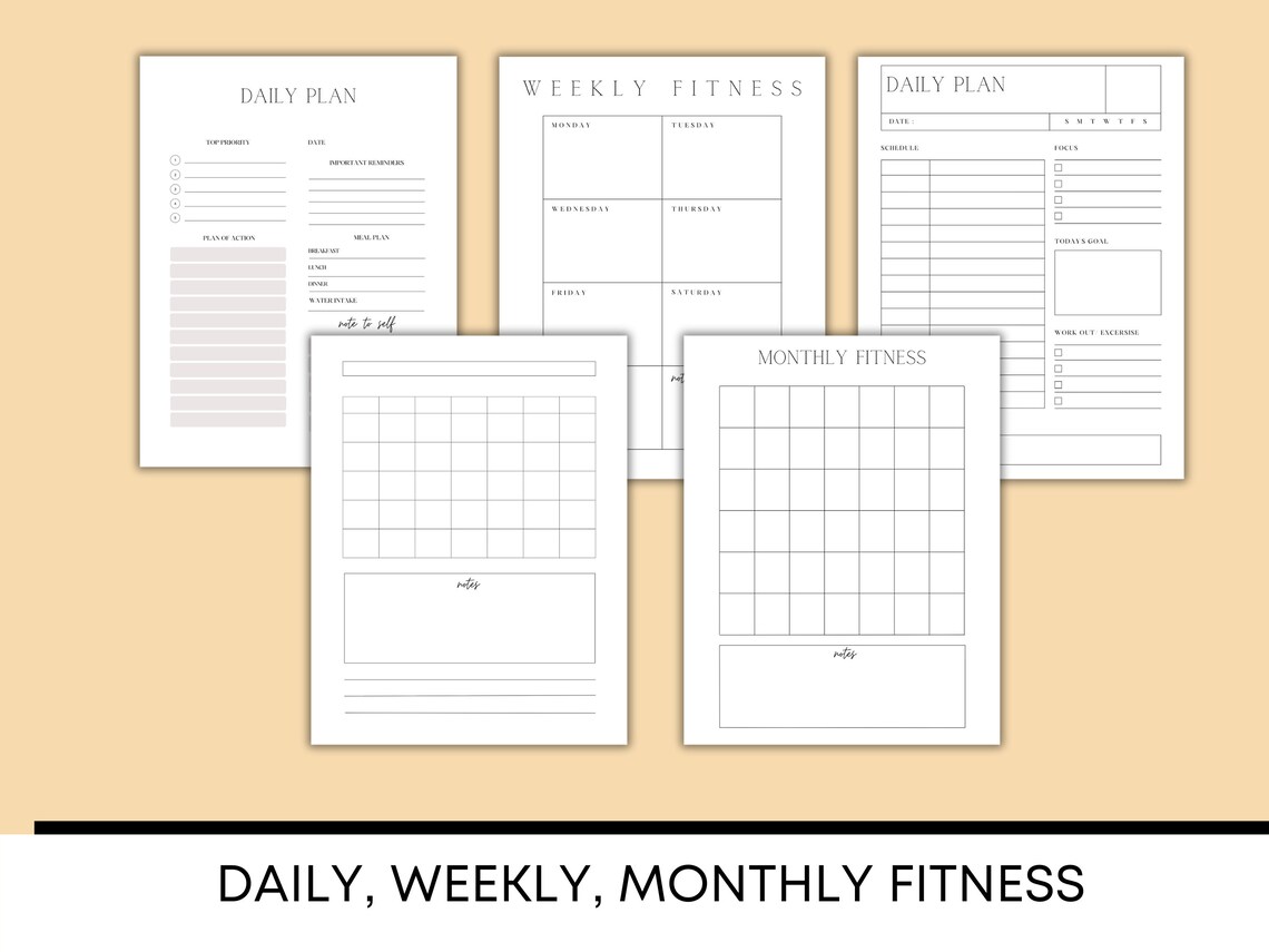 Printable Health and Fitness Planner Bundle, Fitness Journal, Diet ...