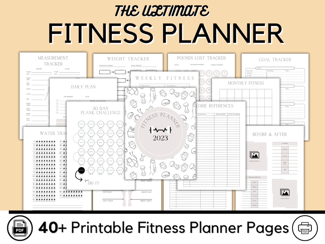 Printable Health and Fitness Planner Bundle, Fitness Journal, Diet ...