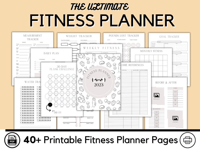 Printable Health and Fitness Planner Bundle, Fitness Journal, Diet ...