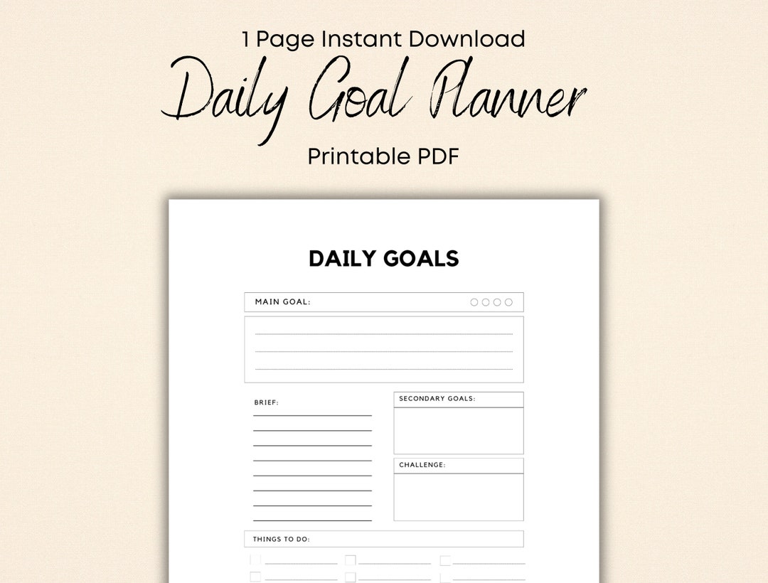 Printable Daily Goal Planner, Daily Schedule, Daily Productivity, Daily ...
