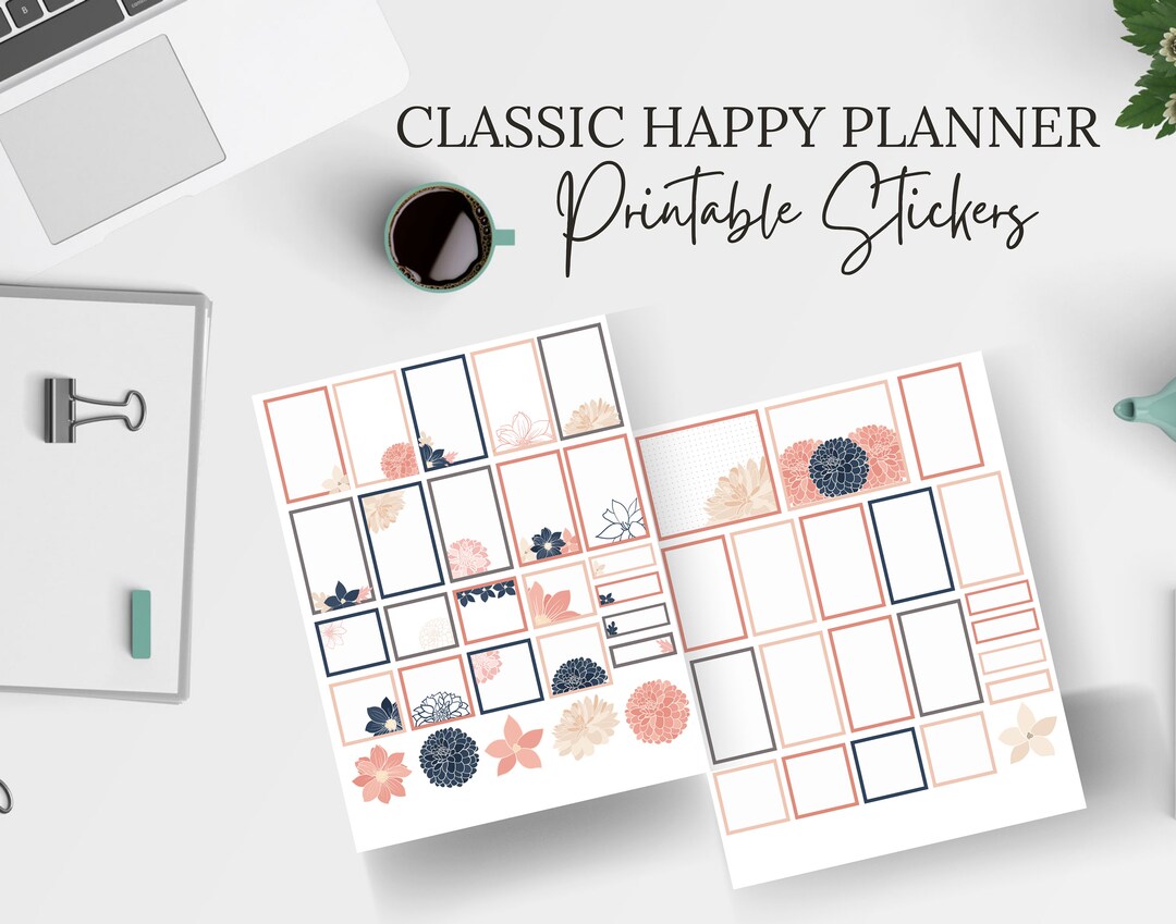 Downloadable Classic Happy Planner Stickers Dahlia Theme in Navy, Blush ...