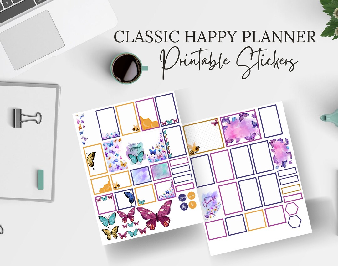 Printable Classic Happy Planner Stickers Beas Butterflies Spring - Etsy