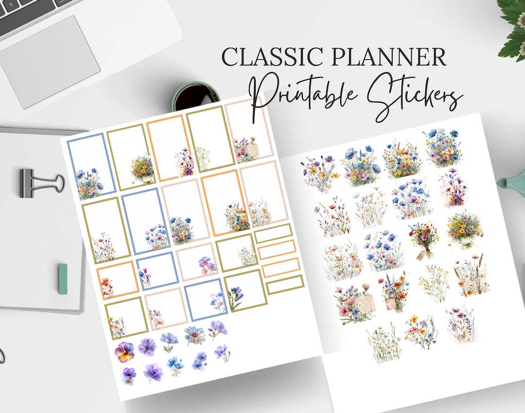 Dreamy Watercolor Wildflower Printable Planner Stickers - Downloadable ...