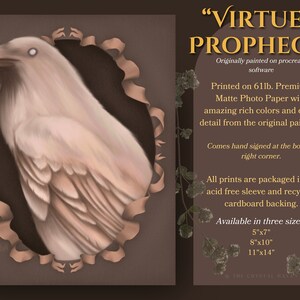 Virtue's Prophecy Art Print - White Raven Art - Raven Decor - Corvids ...