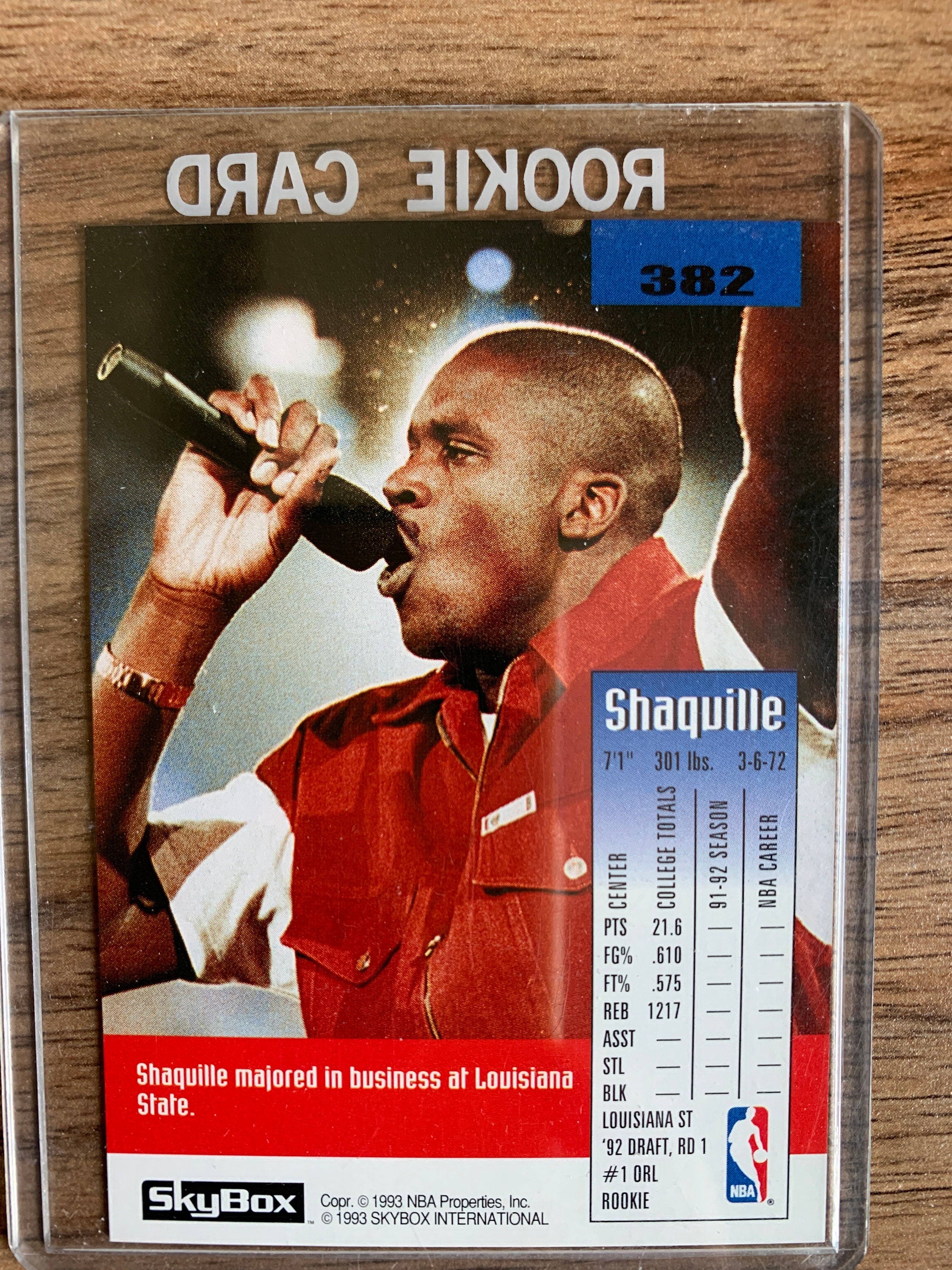 Shaquille O’neal Rookie Card. Skybox 1992-1993. Card Number 382. - Etsy