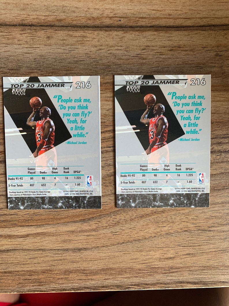 Two Michael Jordan Cards. 1992-1993 Fleer Ultra. NBA Jam Session. Card ...