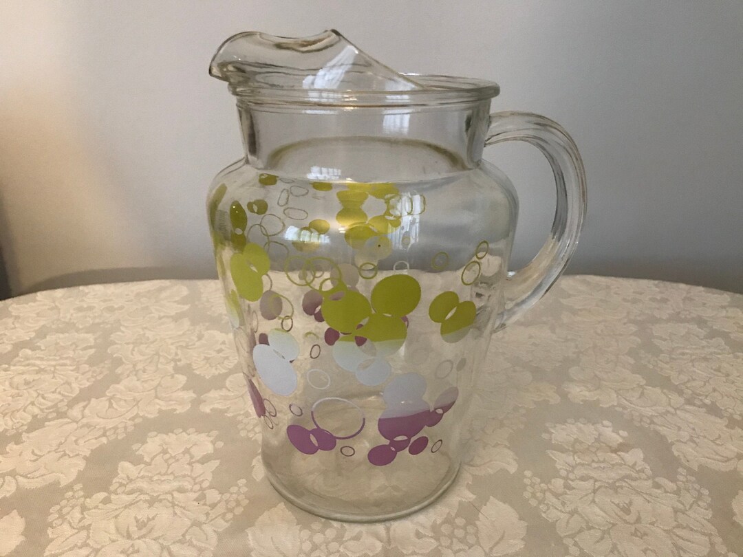 Glass Pitcher (bubble Design) With Ice Lip - Etsy