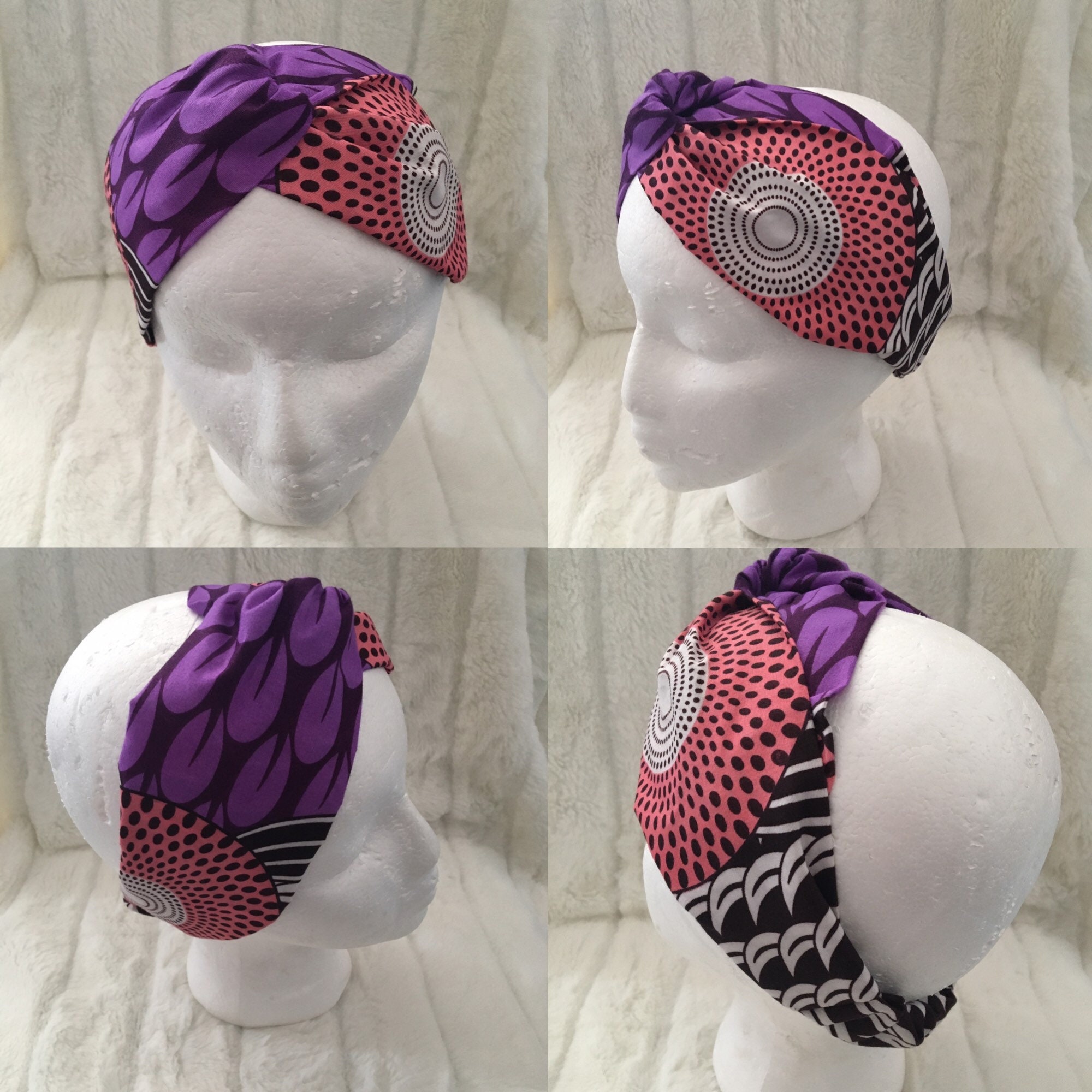 Banda de pelo cruzada en la frente de tela de cera para | Etsy