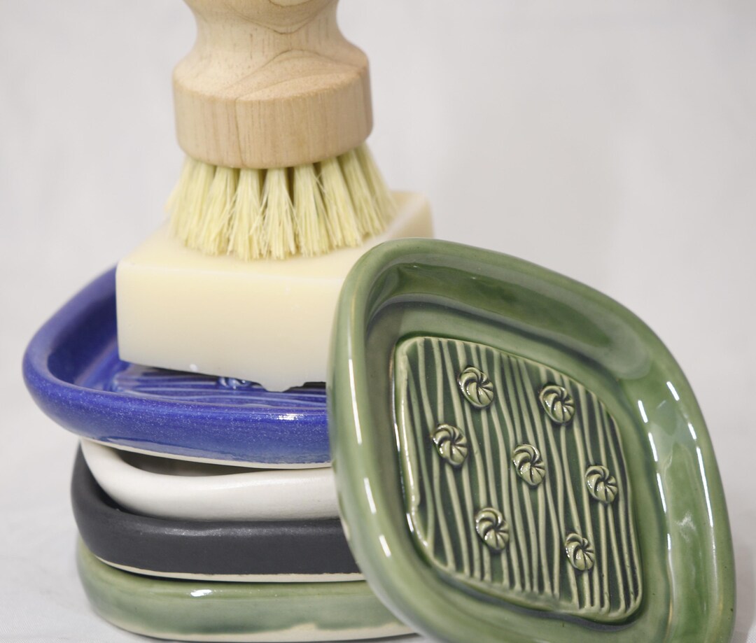 Handmade Ceramic Dish Soap Plate - Non-slip, Optional Soap and Brush - Etsy
