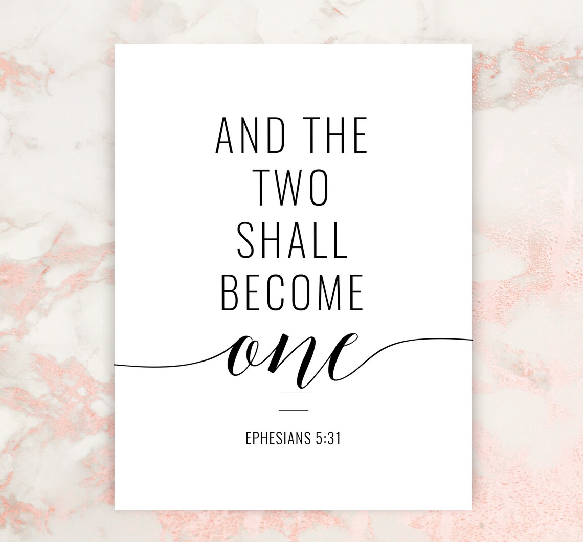 And The Two Shall Become One Printable Art Wedding Bible | Etsy