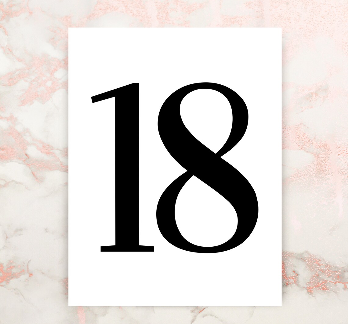 Number 18 Printable Art 18 Sign 18 Year Old Gift 18th - Etsy