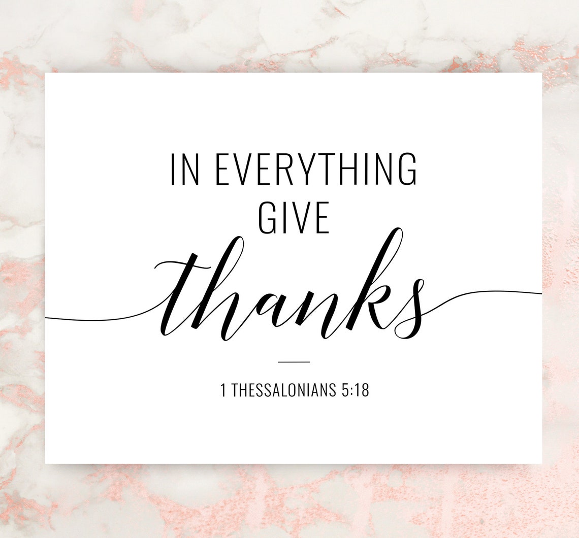 In Everything Give Thanks Printable Art Bible Verse Wall Art | Etsy