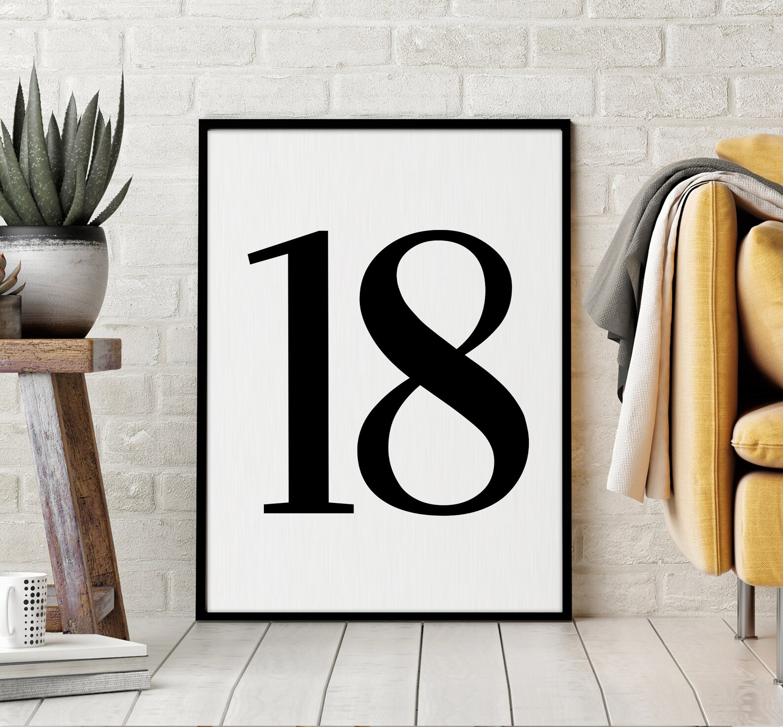 Number 18 Printable Art 18 Sign 18 Year Old Gift 18th - Etsy