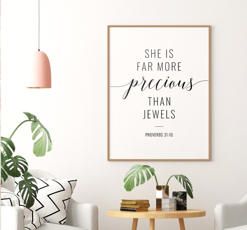 She Is Far More Precious Than Jewels Printable Art Proverbs Etsy