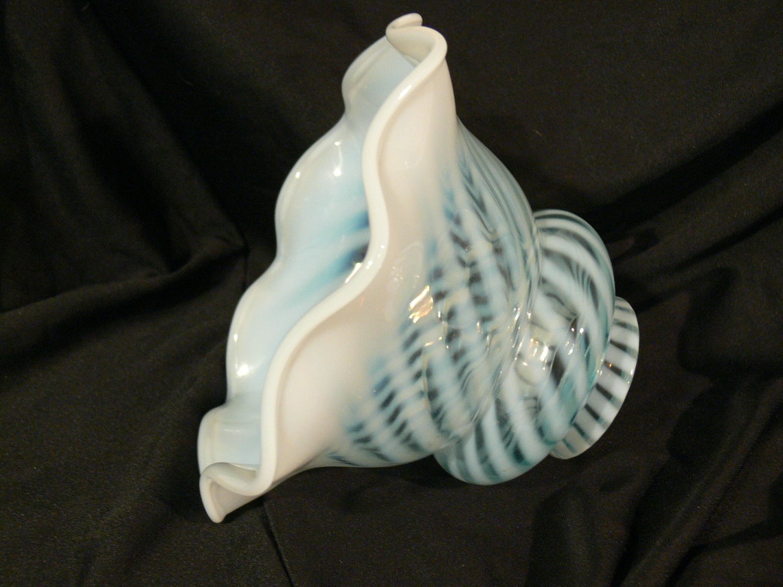 Vintage Fenton Blue Opalescent Spiral Optic Swirl Lamp Shade - Etsy