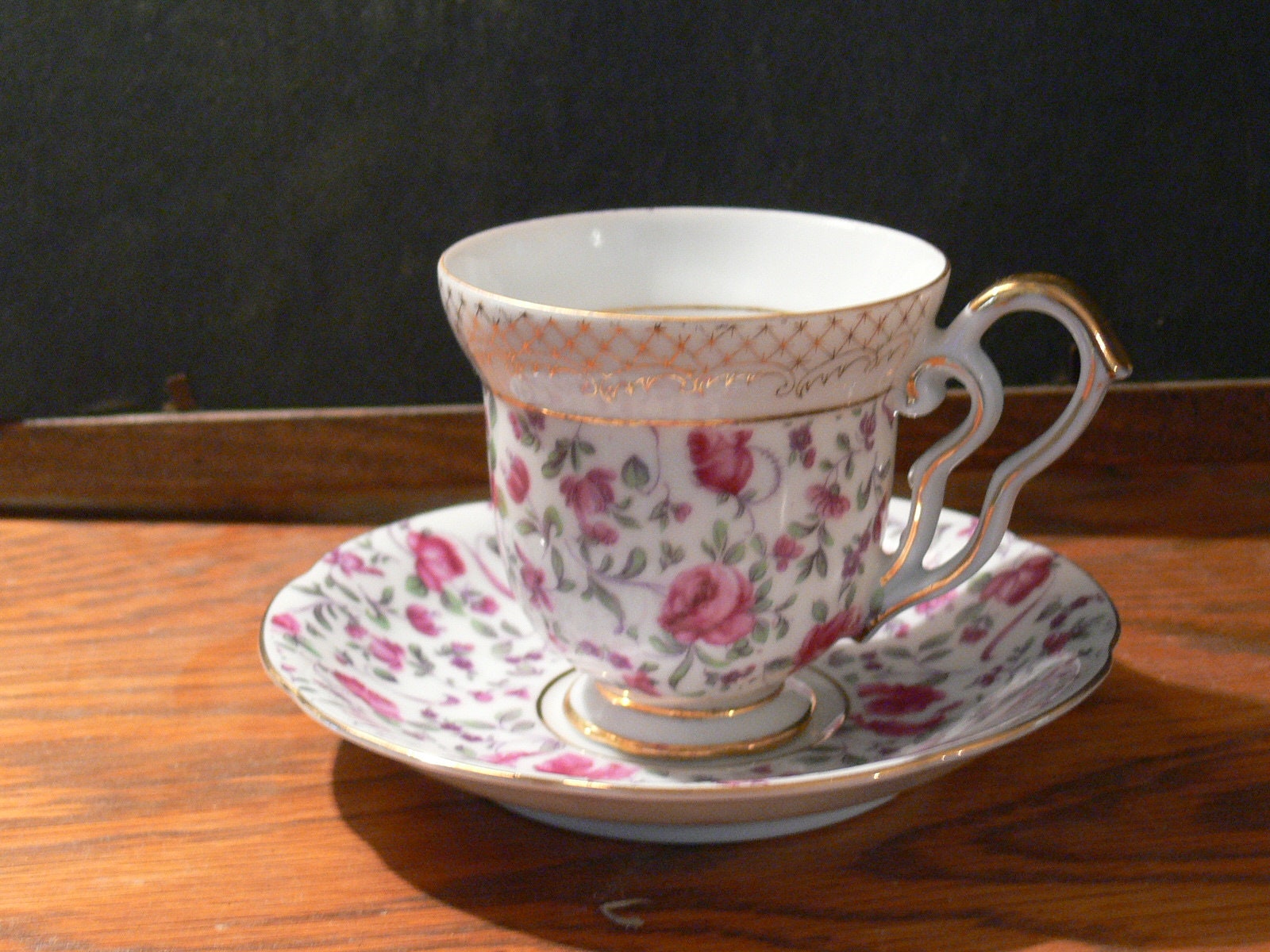 Kitchen & Dining Home & Living Vintage Bone China Red Rose Tea Cup and ...