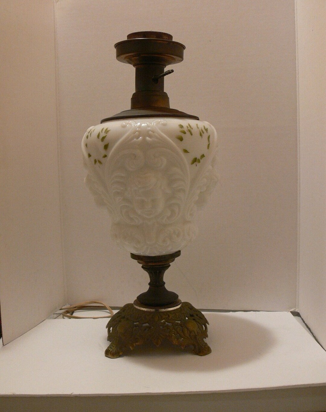GWTW Milk Glass Baby Face Victorian Lamp Base ONLY No Shade - Etsy