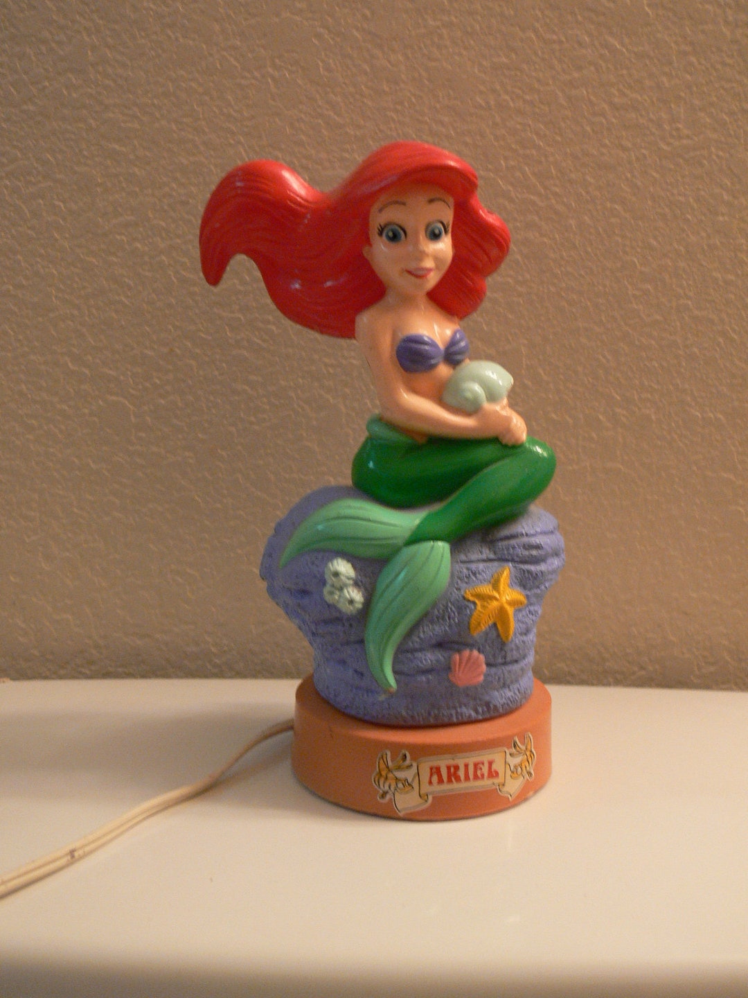 Disney the Little Mermaid Vintage Ariel Night Light Statue Lamp-tested ...