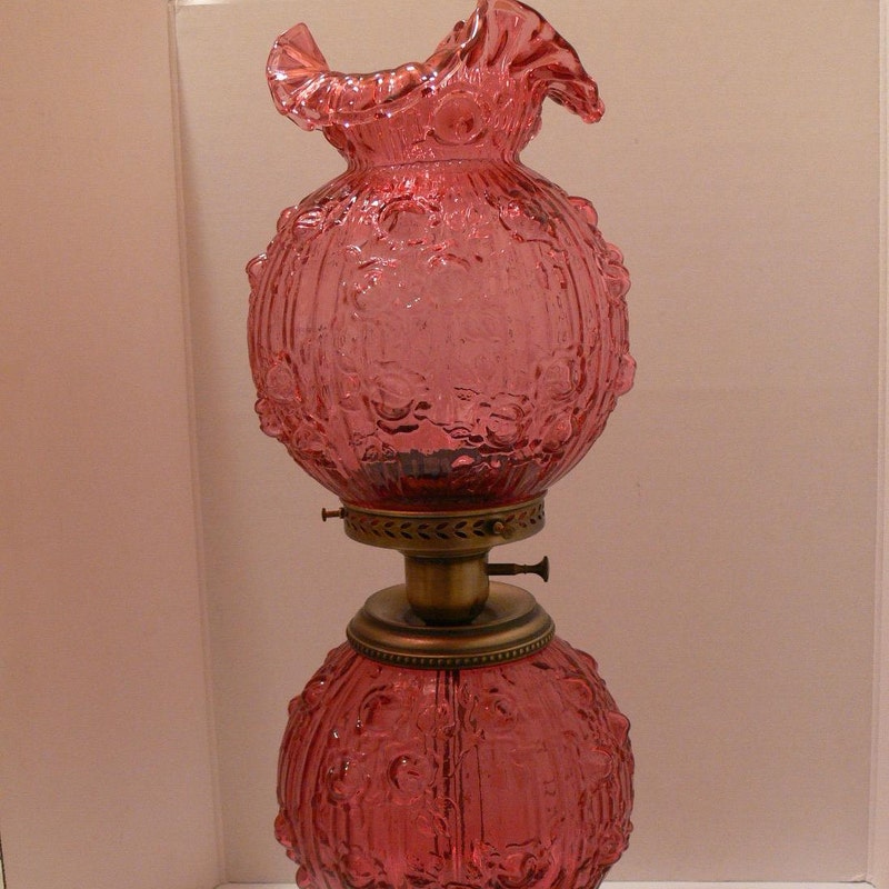 Cranberry Glass Lamp - Etsy