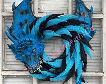 Dragon Wreath, Dragon Head Wreath, Fantasy Wreath, Renaissance Wreath ...