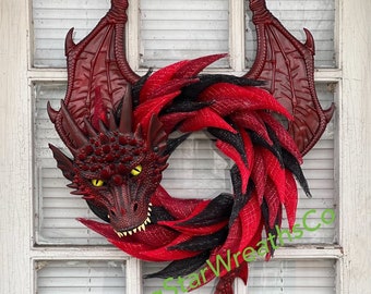 Dragon Wreath, Dragon Head Wreath, Fantasy Wreath, Renaissance Wreath ...