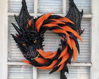 Dragon Wreath, Dragon Head Wreath, Fantasy Wreath, Renaissance Wreath ...