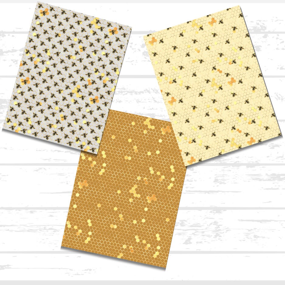 Bee Printable Scrapbook Paper Bundle | Bumblebee Pattern | Digital ...