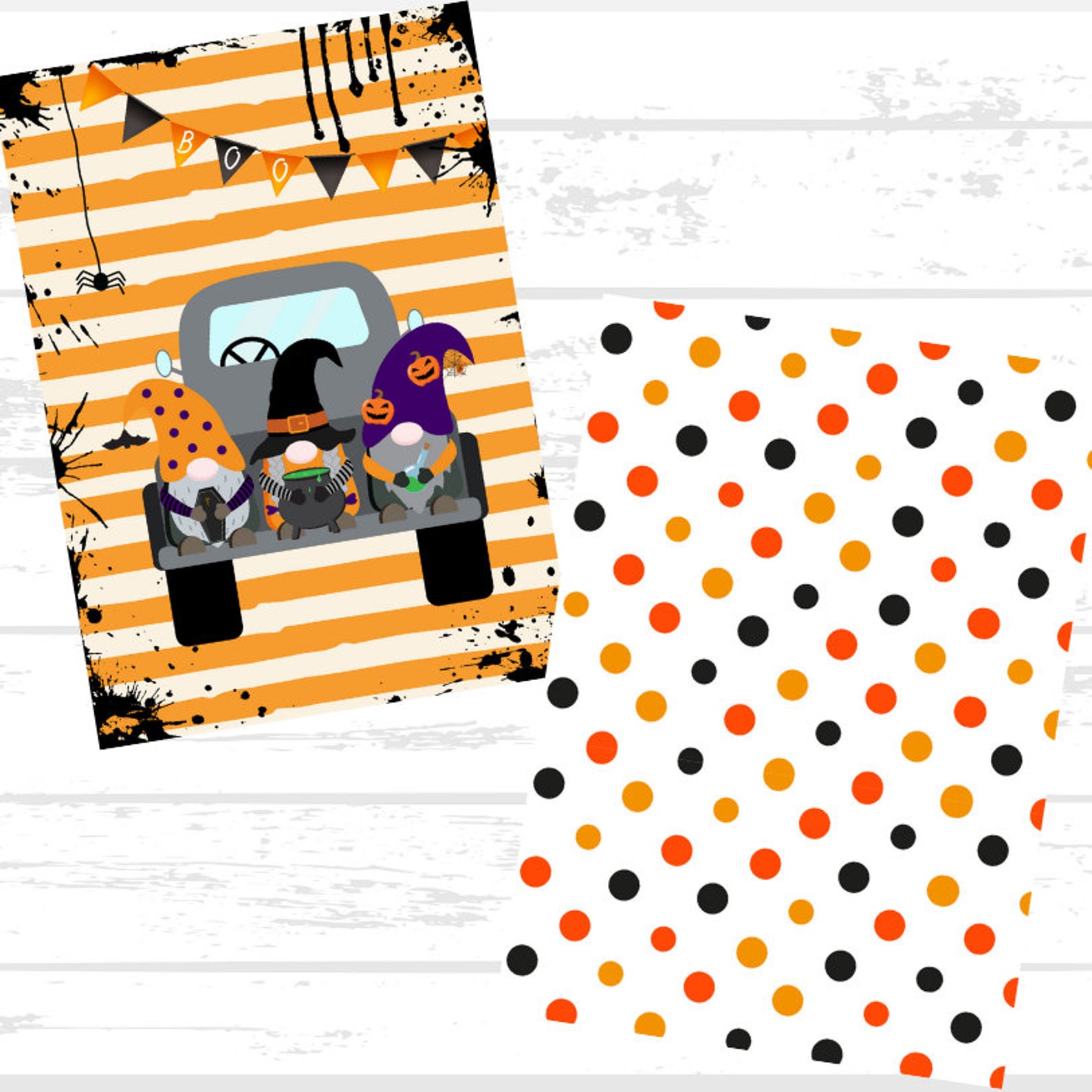 Digital Traditional Halloween Printable Paper Bundle Orange & Black ...