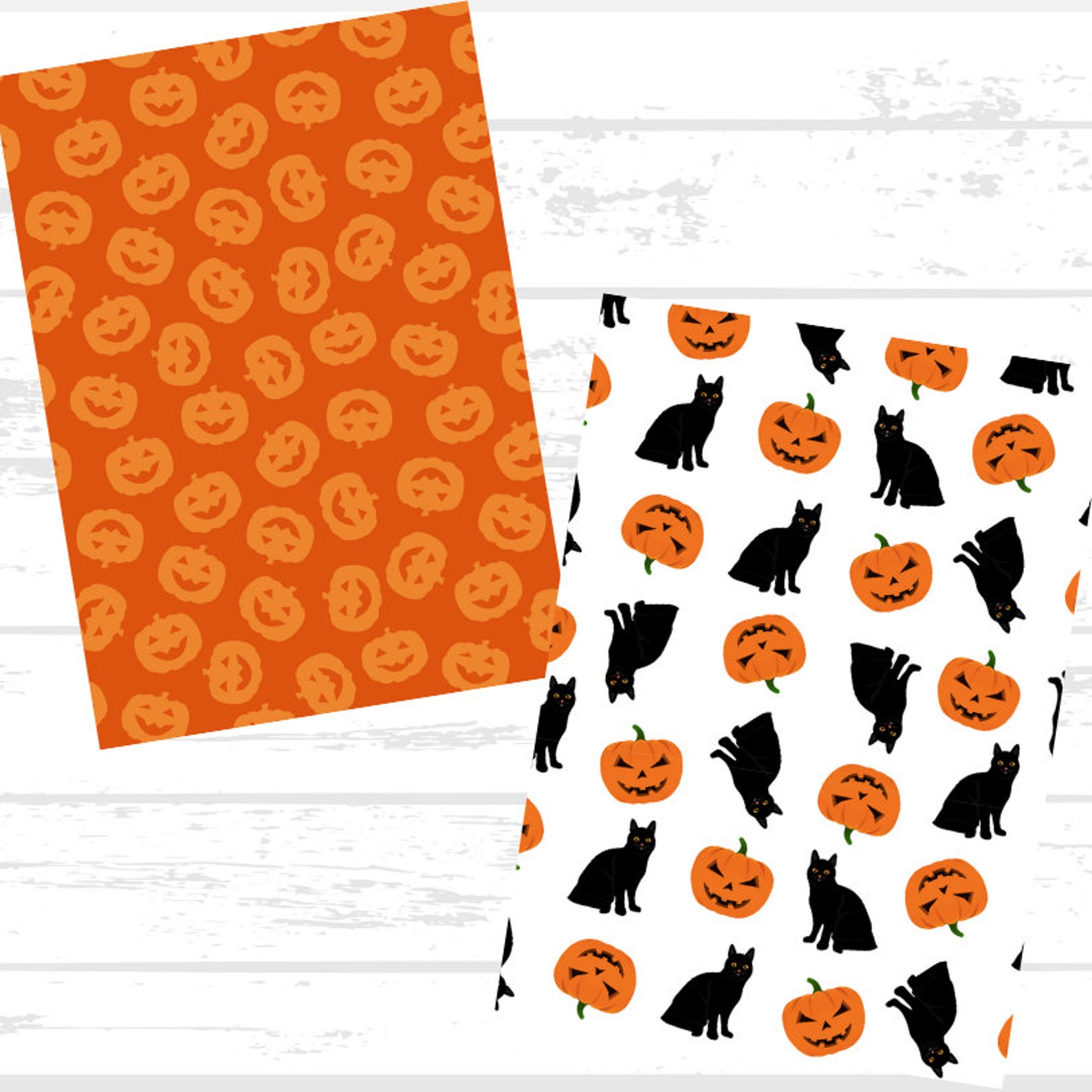 Digital Traditional Halloween Printable Paper Bundle Orange & Black ...