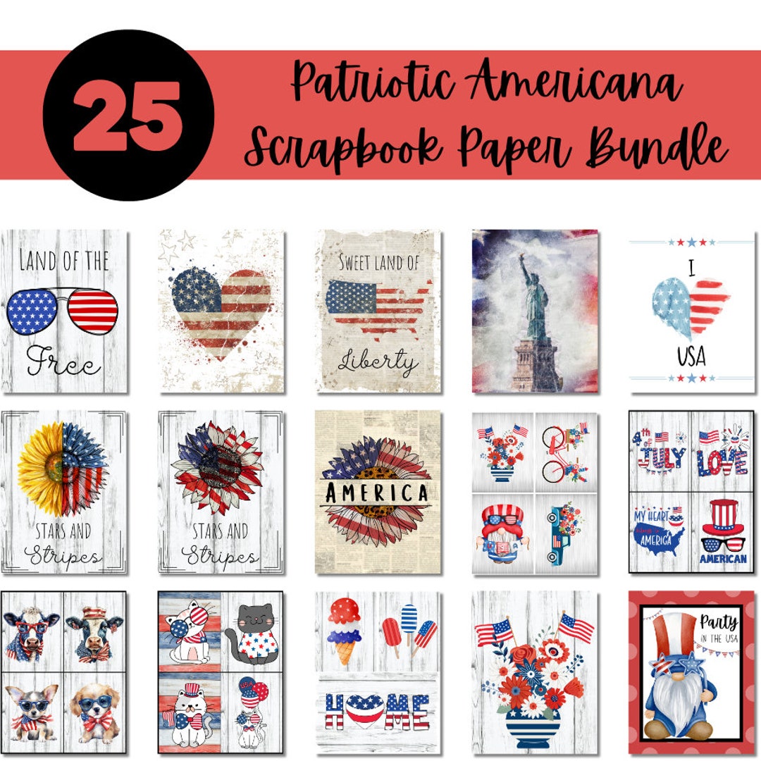 Patriotic Americana Printable Paper Bundle | 4th of July Decor | USA ...