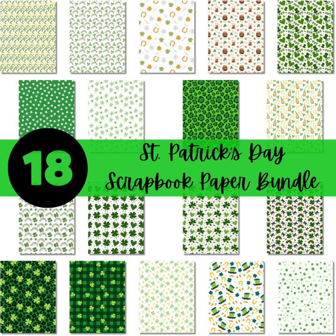 St. Patrick's Day Printable Scrapbook Paper Bundle | Irish St. Patty's ...