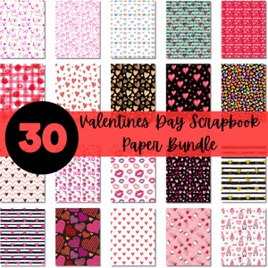 Valentines Day Printable Scrapbook Paper Bundle | Happy Valentines Day ...