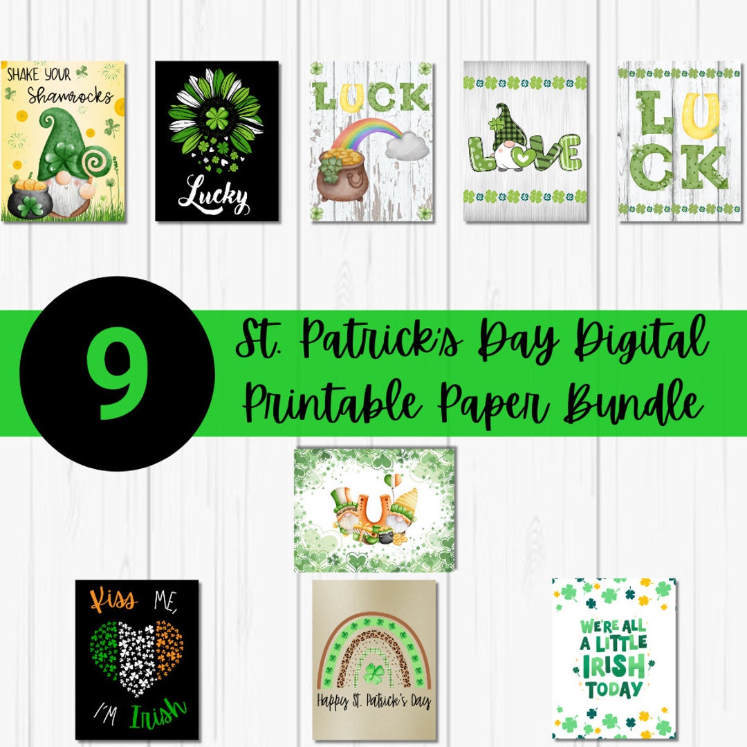 Digital St. Patrick's Day Printable Paper Bundle | Irish Art | Lucky ...