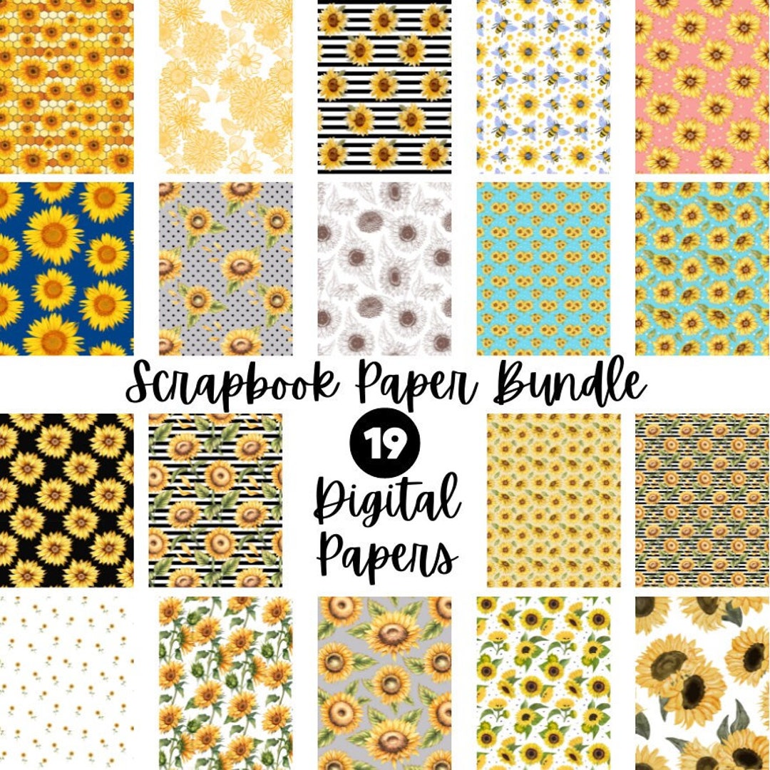 Digital Sunflower Scrapbook Paper Bundle | Summer Sunflower Pattern ...