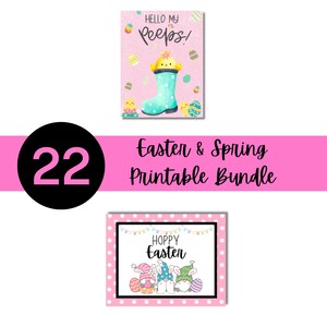 Digital Easter Printable Paper Bundle | Spring and Easter Wall Art | Bunny | Chick | Easter ...