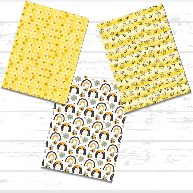 Bee Printable Scrapbook Paper Bundle | Bumblebee Pattern | Digital ...